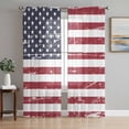 4 of July Sheer Curtains 96 Inch Length 2 Panels Set, American Flag Red ...
