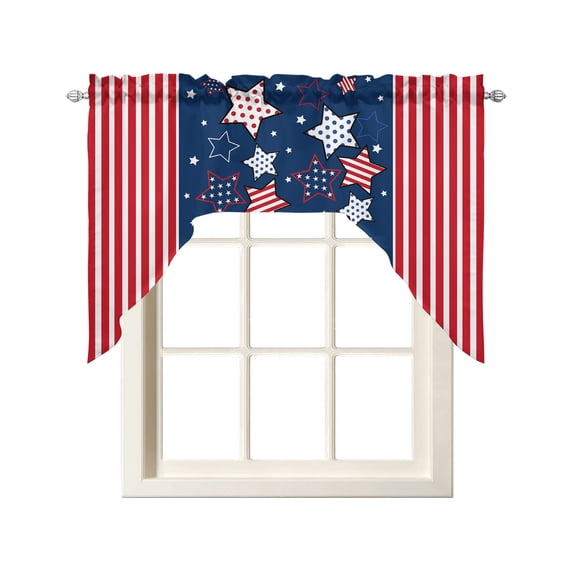 4 of July Swag Valances for Windows, Patriotic USA Flag Red White ...