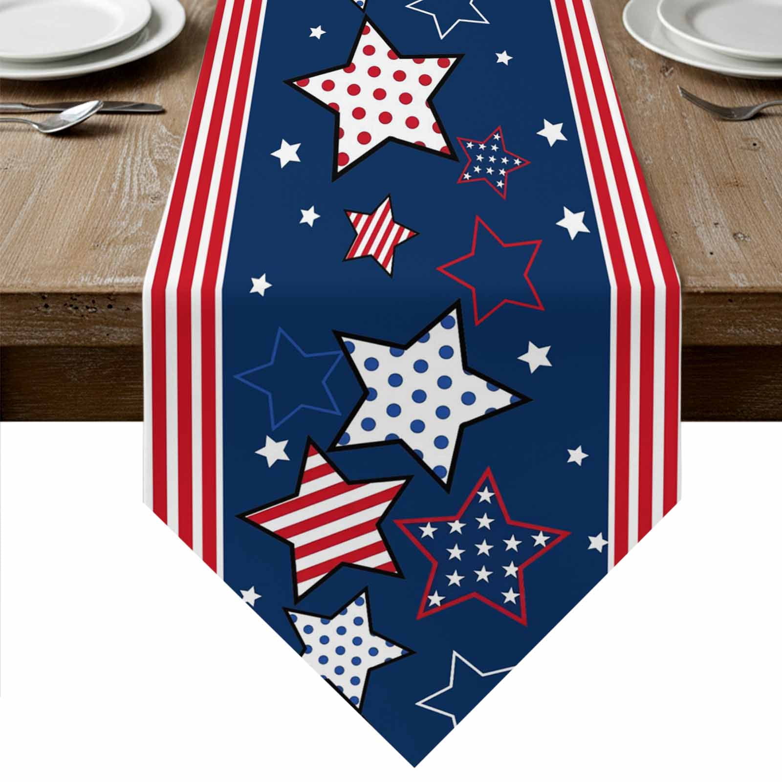 4 of July Table Runner Linen Burlap Table Runner 108 Inches Long ...