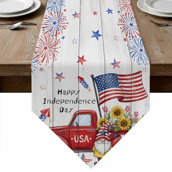 4 of July Table Runner Linen Burlap Table Runner 60 Inches Long USA ...