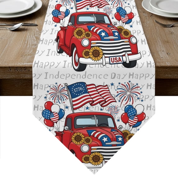 4 of July Table Runner Linen Burlap Table Runner 72 Inches Long ...