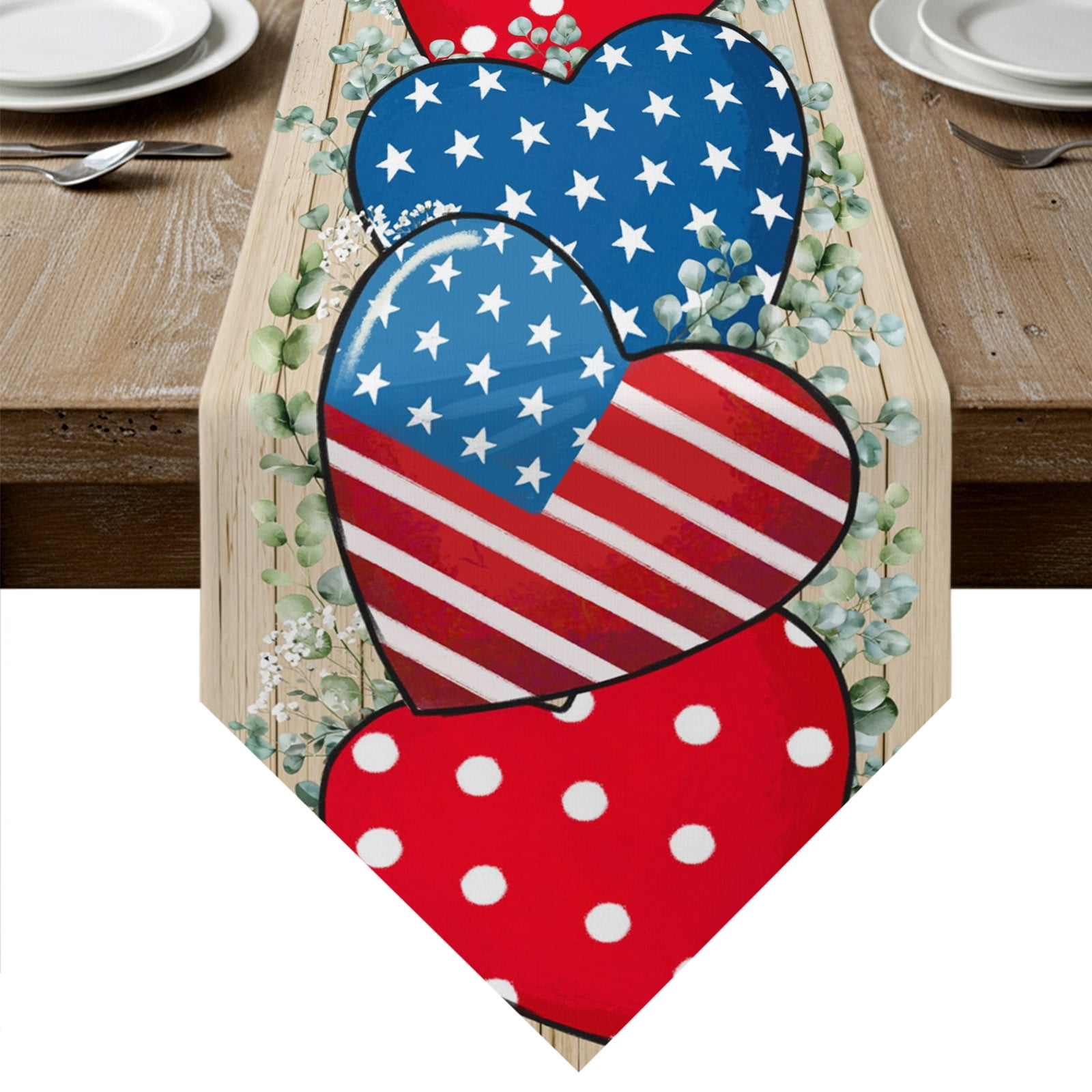 4 of July Table Runner Linen Burlap Table Runner 72 Inches Long ...