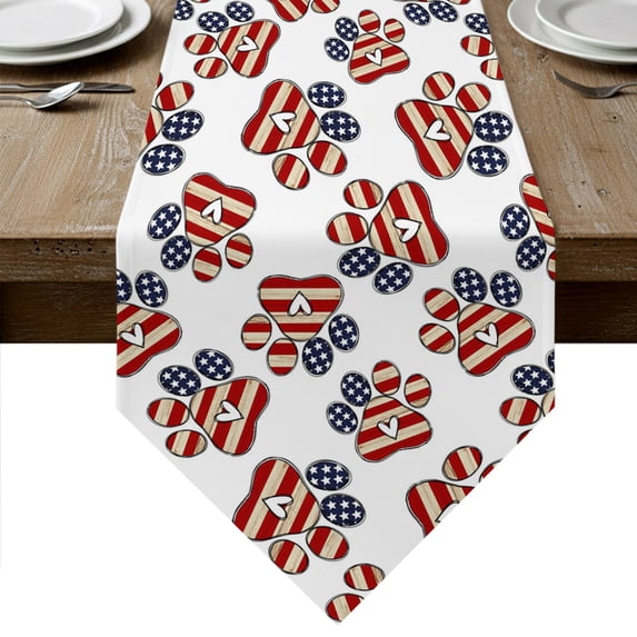 4 of July Table Runner Linen Burlap Table Runner 72 Inches Long Red ...
