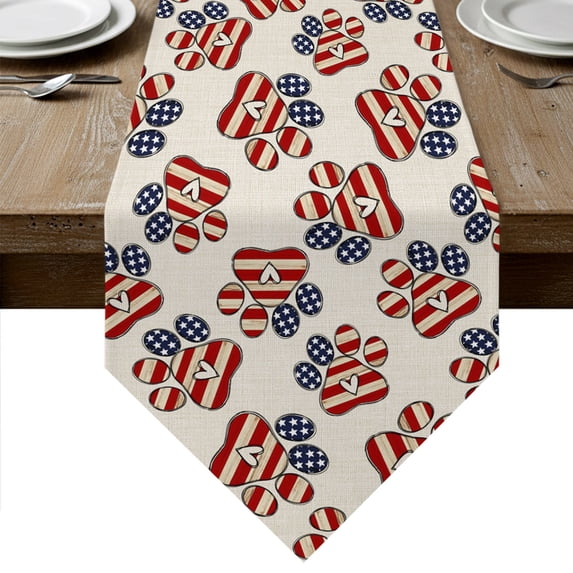 4 of July Table Runner Linen Burlap Table Runner 72 Inches Long Red ...