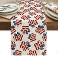 4 of July Table Runner Red Stripes USA Flag Vintage Dog Paw Print ...