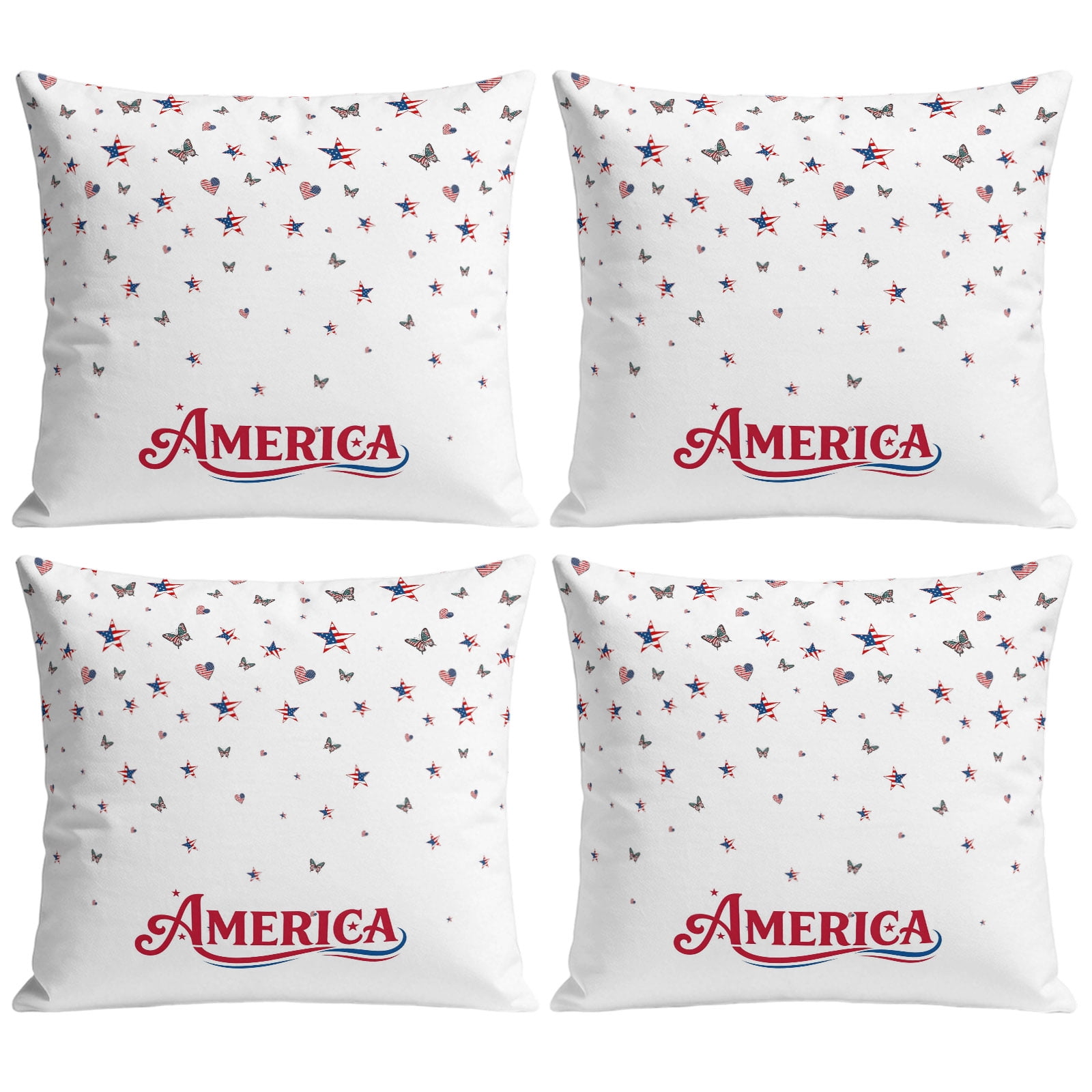 4 of July Throw Pillow Covers 20 x 20 Inch Pillow Covers Set of 4 ...
