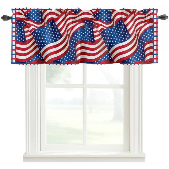 4 of July Valances for Windows Farmhouse Kitchen Curtains Valances Rod ...