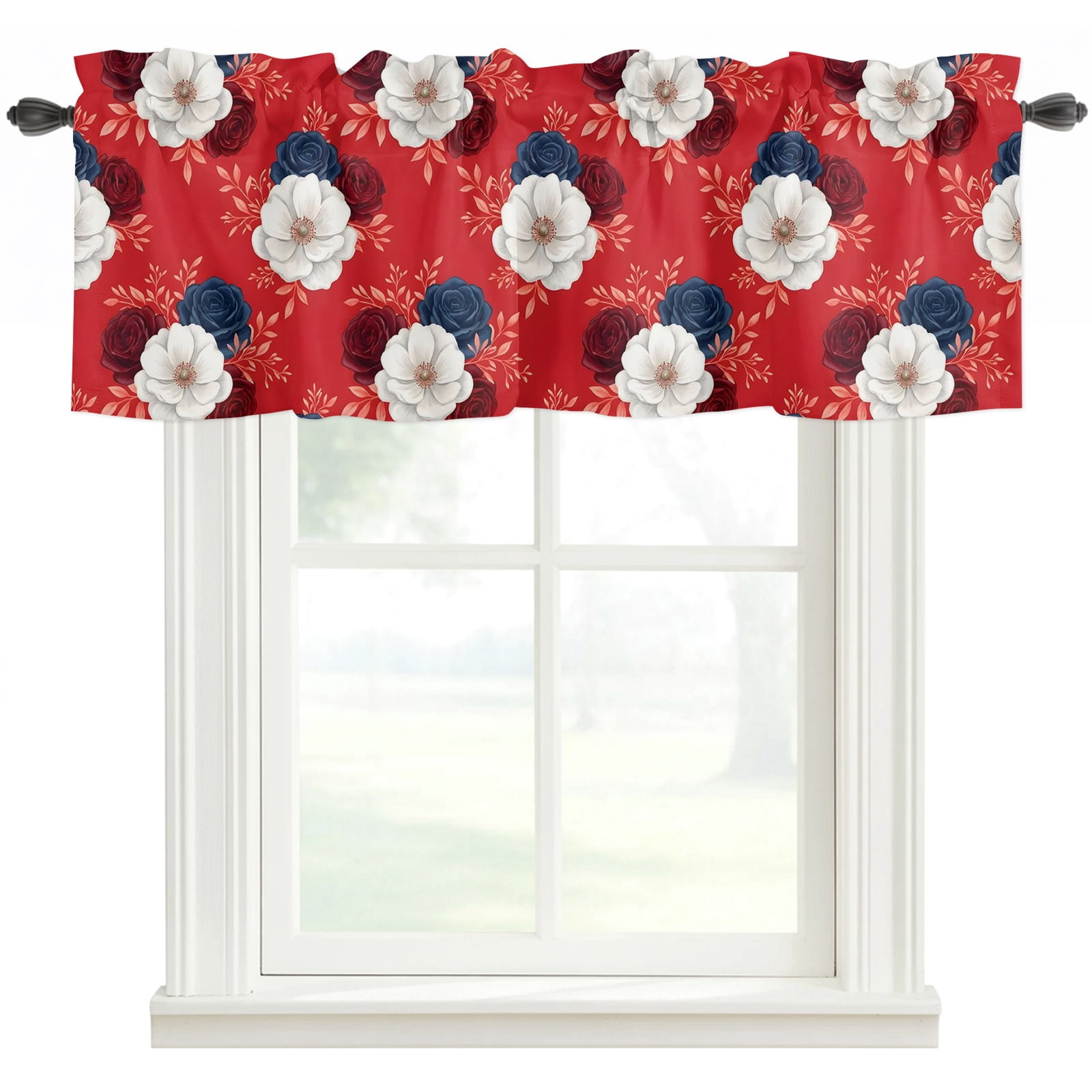 4 of July Valances for Windows Farmhouse Kitchen Curtains Valances Rod ...