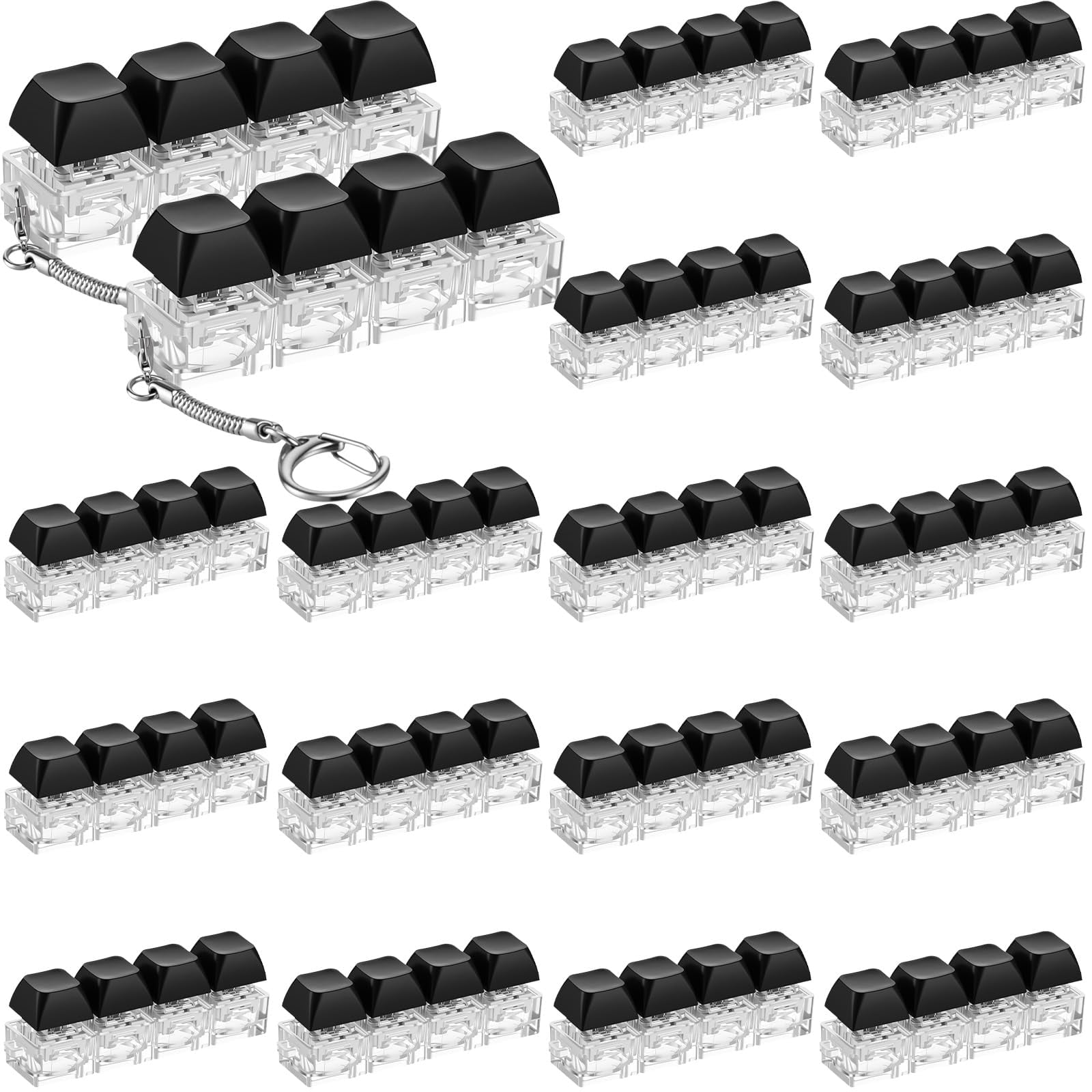 4 Key Black Fidget Keychain Clicker DeButton Finger Toy for Office Home ...