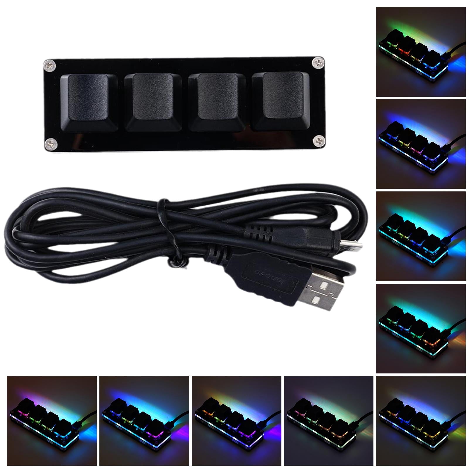 4-Key Programmable Macro Keyboard, Black USB Mechanical Custom Shortcut ...