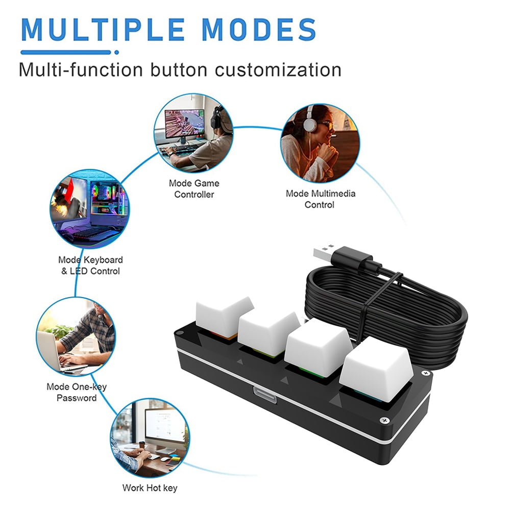 4 Key Programming Macro Custom Knob Keyboard RGB Hotswap Macropad(White ...