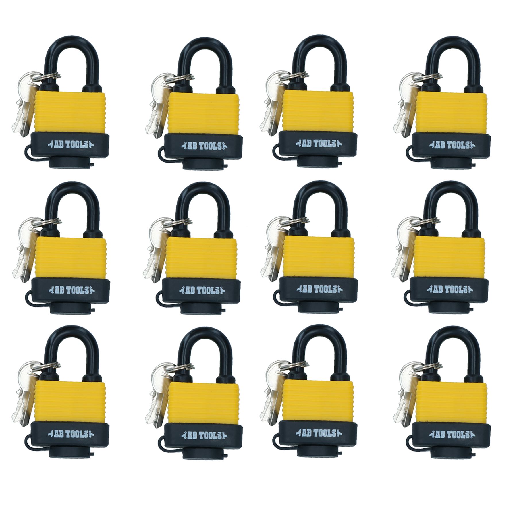 4 Keyed Alike 40mm Water Resistant Waterproof Padlocks 12 Locks 24 Keys ...