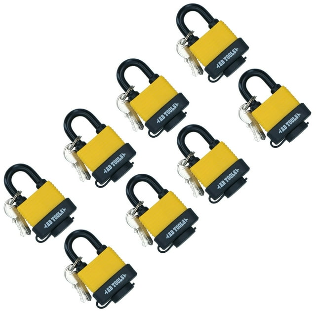 4 Keyed Alike 40mm Water Resistant Waterproof Padlocks 8 Locks 16 Keys ...