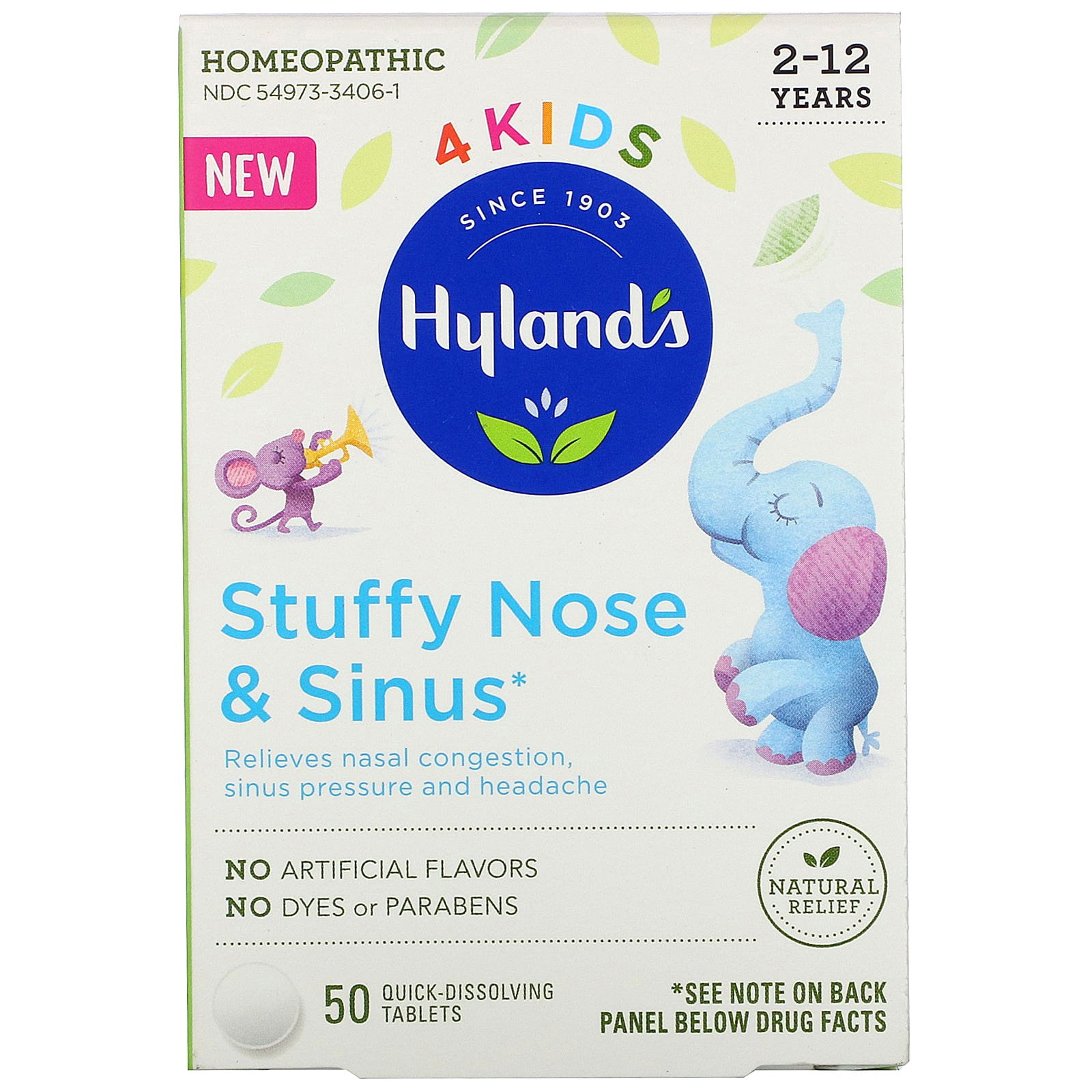 4 Kids, Stuffy Nose and Sinus, 2-12 Years, 50 Quick-Dissolving Tablets ...