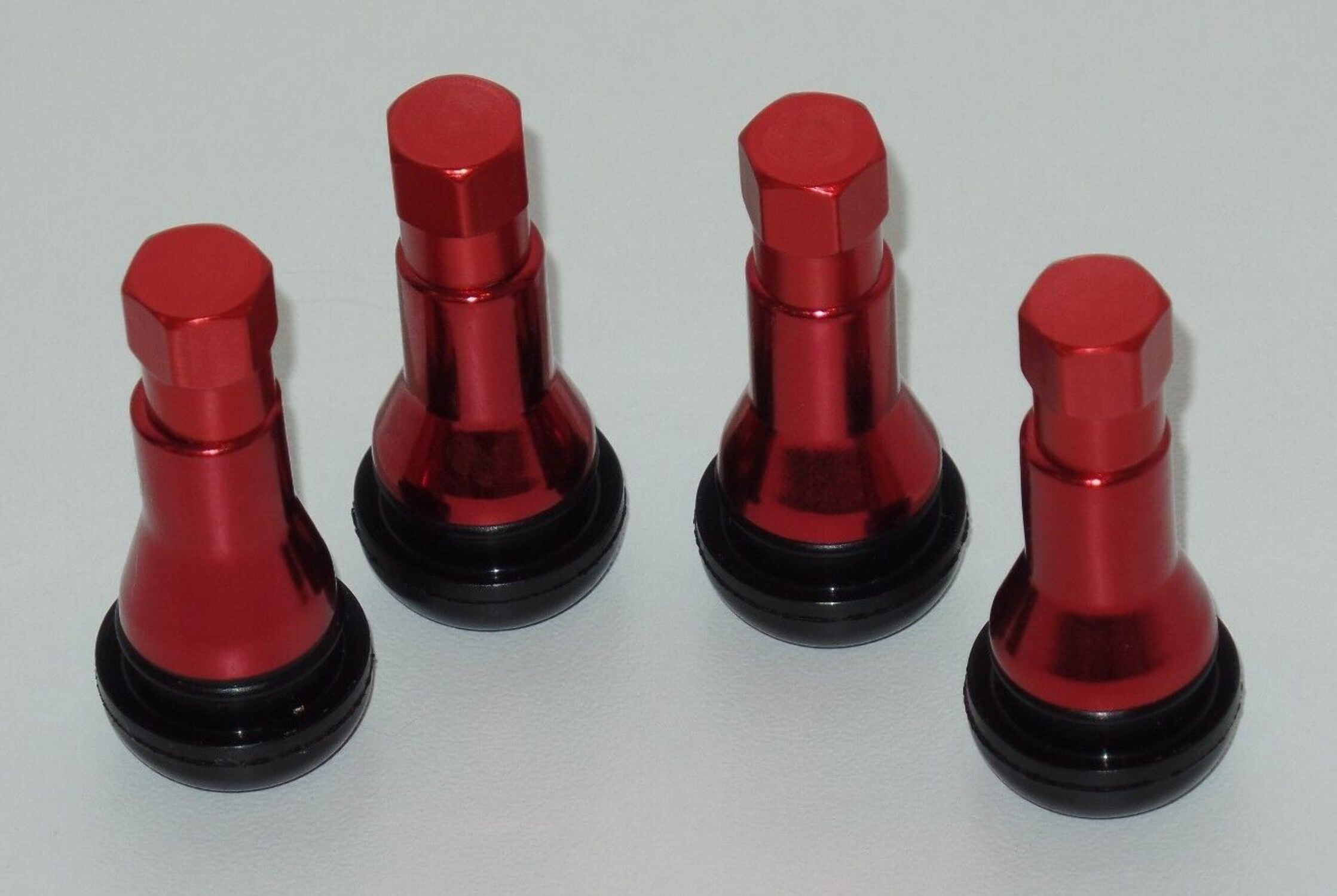 4 Kits TR 413C Red Color cover Snap-In Tire Valve Stems Short Black ...