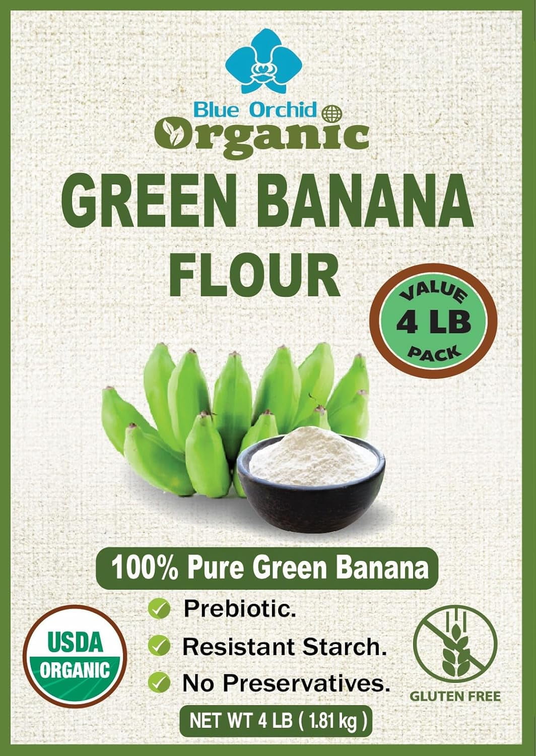 4 LB Organic Green Banana Powder - Superfood Prebiotic Resistant Starch ...