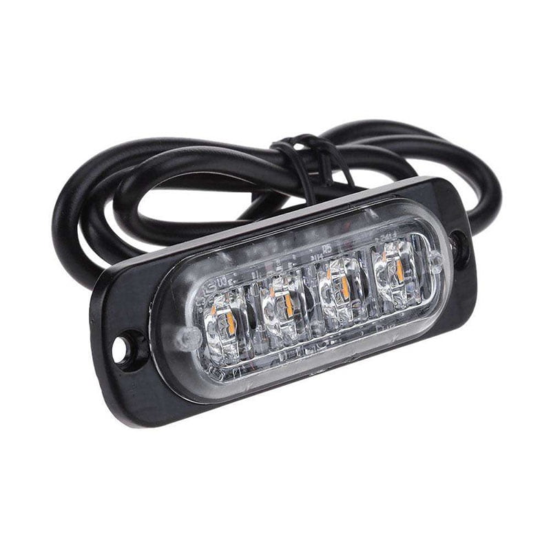 4 LED 12-24V Car Strobe Warning Light, 12W Strobe Grill Flashing ...