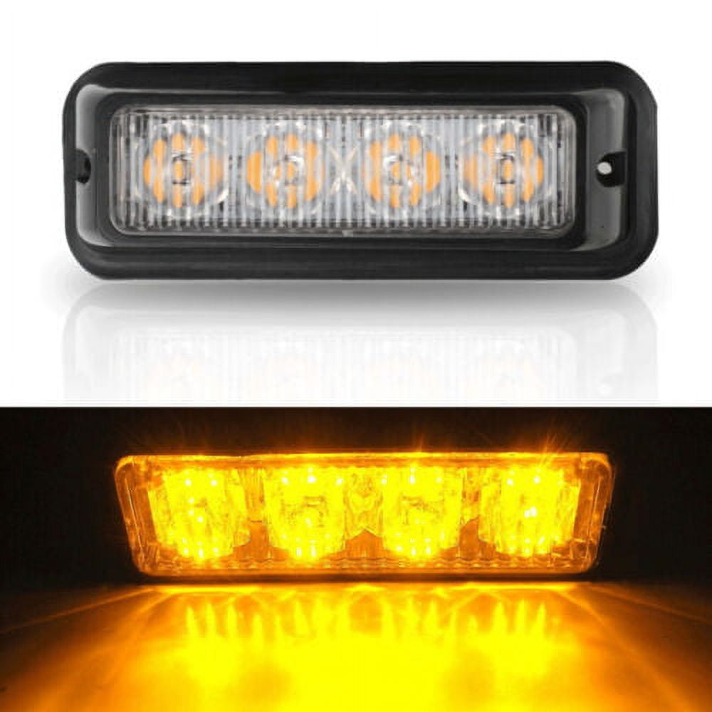 4 LED Amber Car Emergency Hazard Warning Beacon Strobe Grill Flash ...
