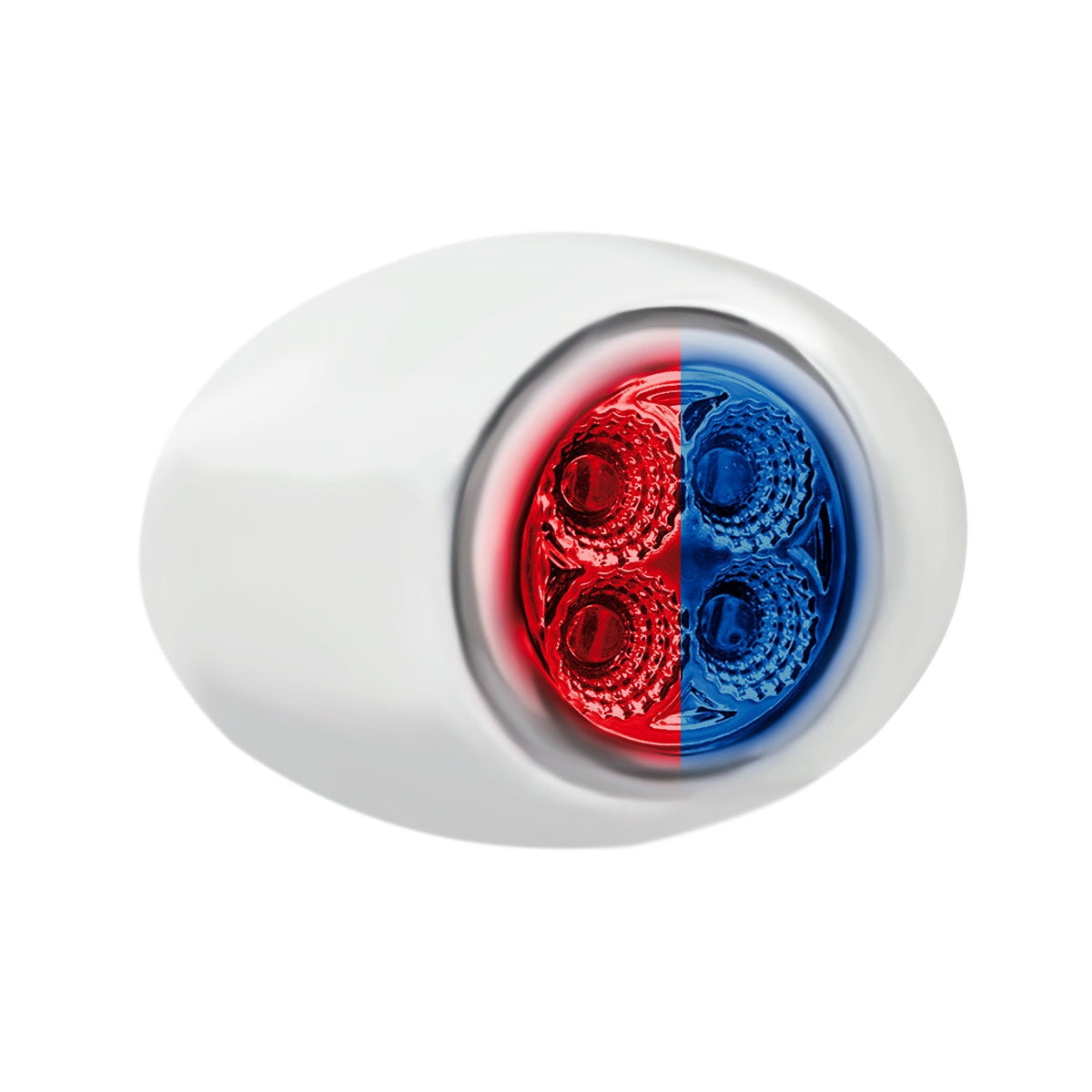 4 LED Mini Oval Dual Color Red Marker to Blue Auxiliary Light W/Clear ...