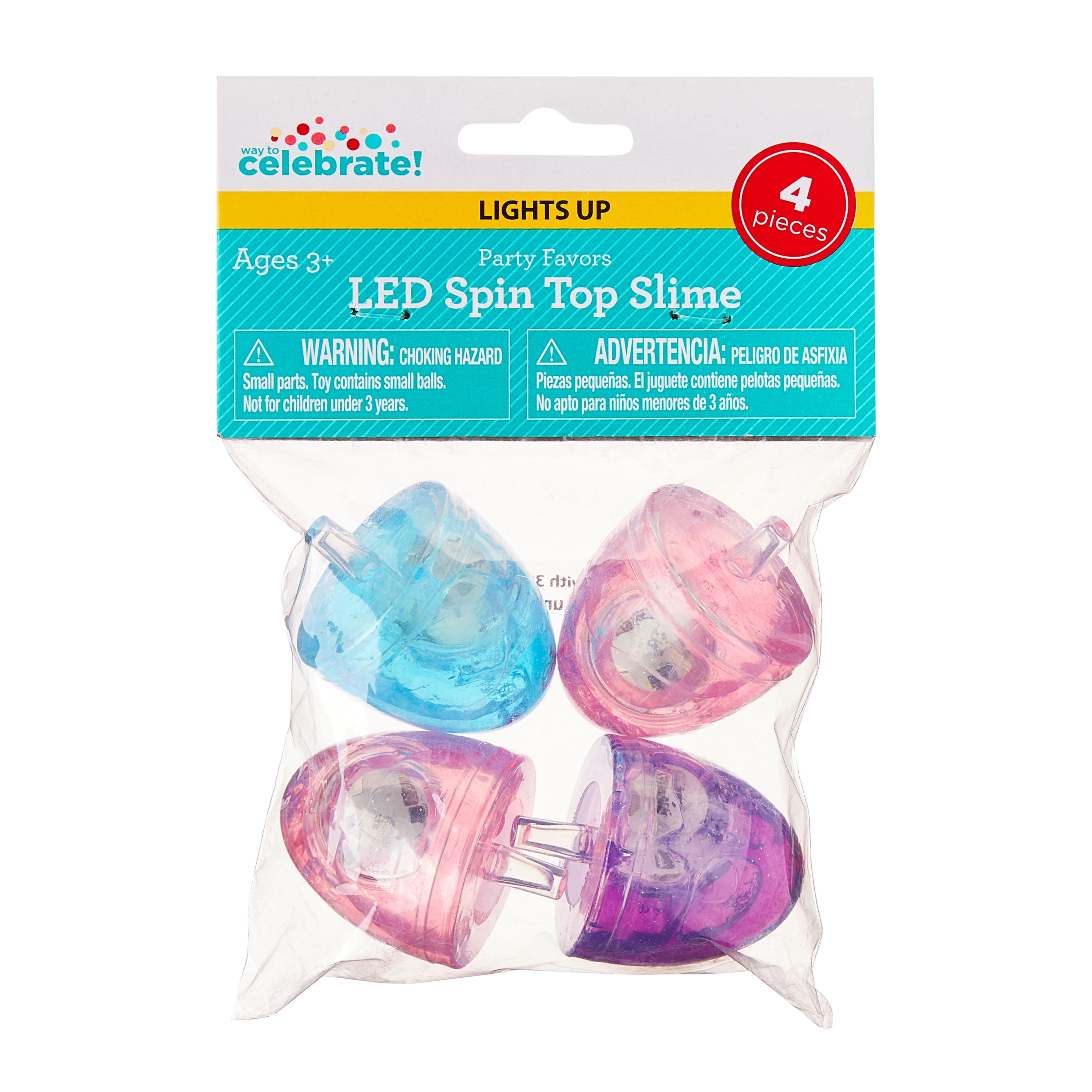 Way To Celebrate Multi-Color Light-Up LED Spin Top Slime Party Favors ...