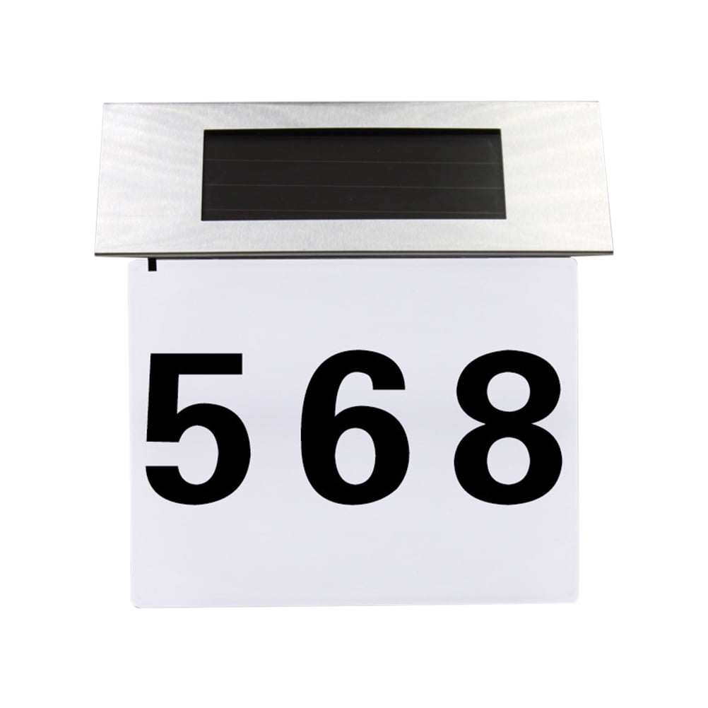 4 LED Solar Powered Address Number Light Stainless Steel Wall Lamp ...