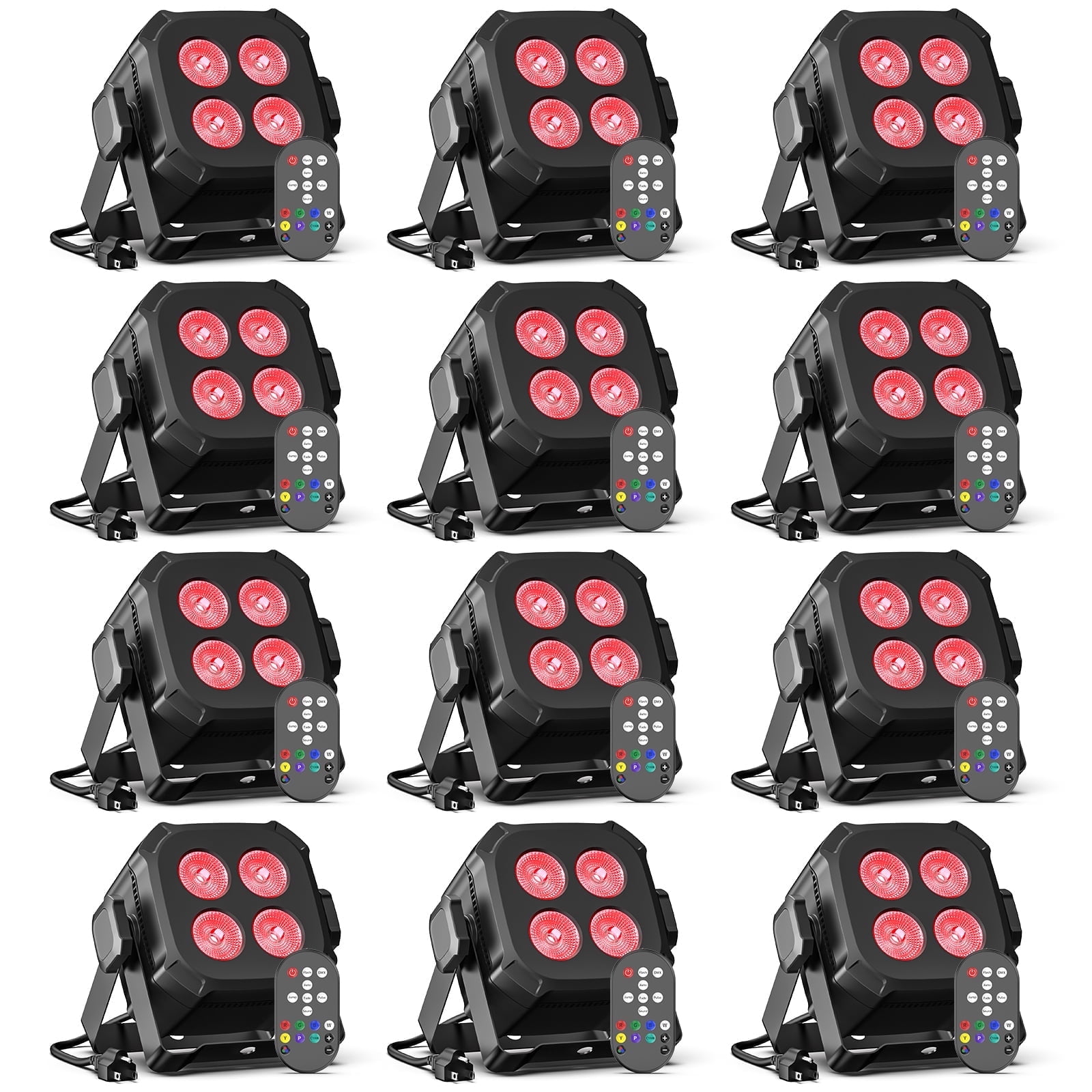 4 LED Stage Par Lights,RGBWYP+CYAN DJ Light Sound Activated ,Remote ...