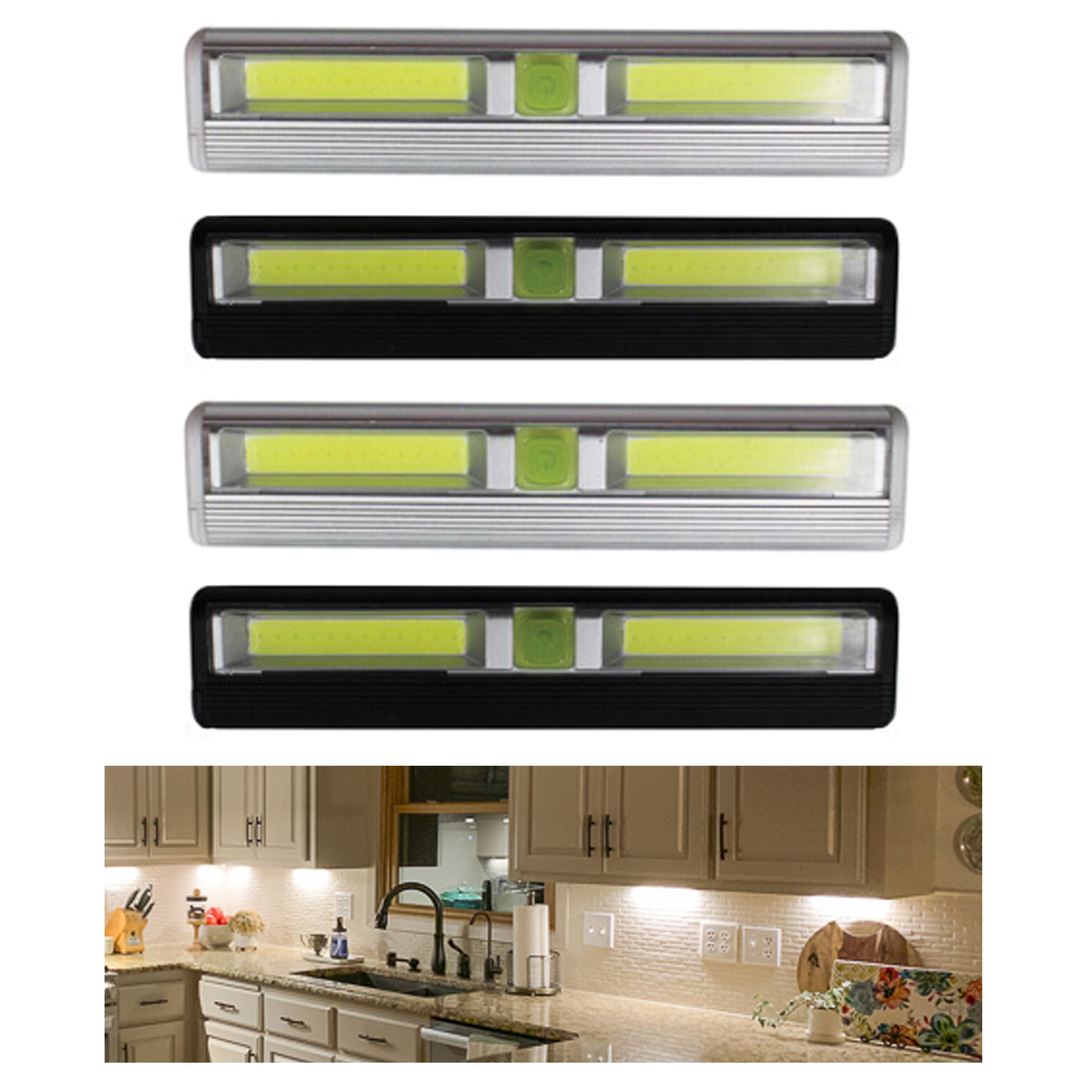 4 LED Wireless Cabinet Night Light Portable Closet Under Lamp Wardrobe ...