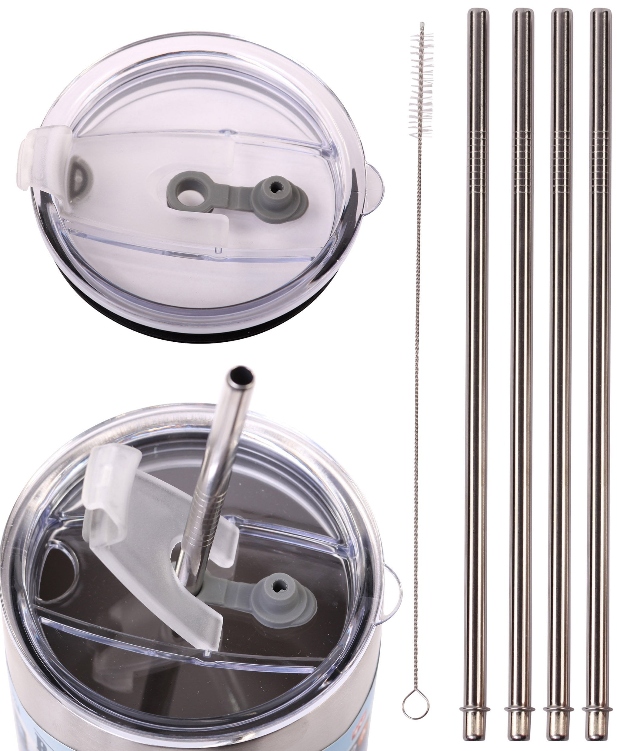 4 LONG Stainless Steel Straws Compatible With Mossy Oak 30-Ounce Double ...