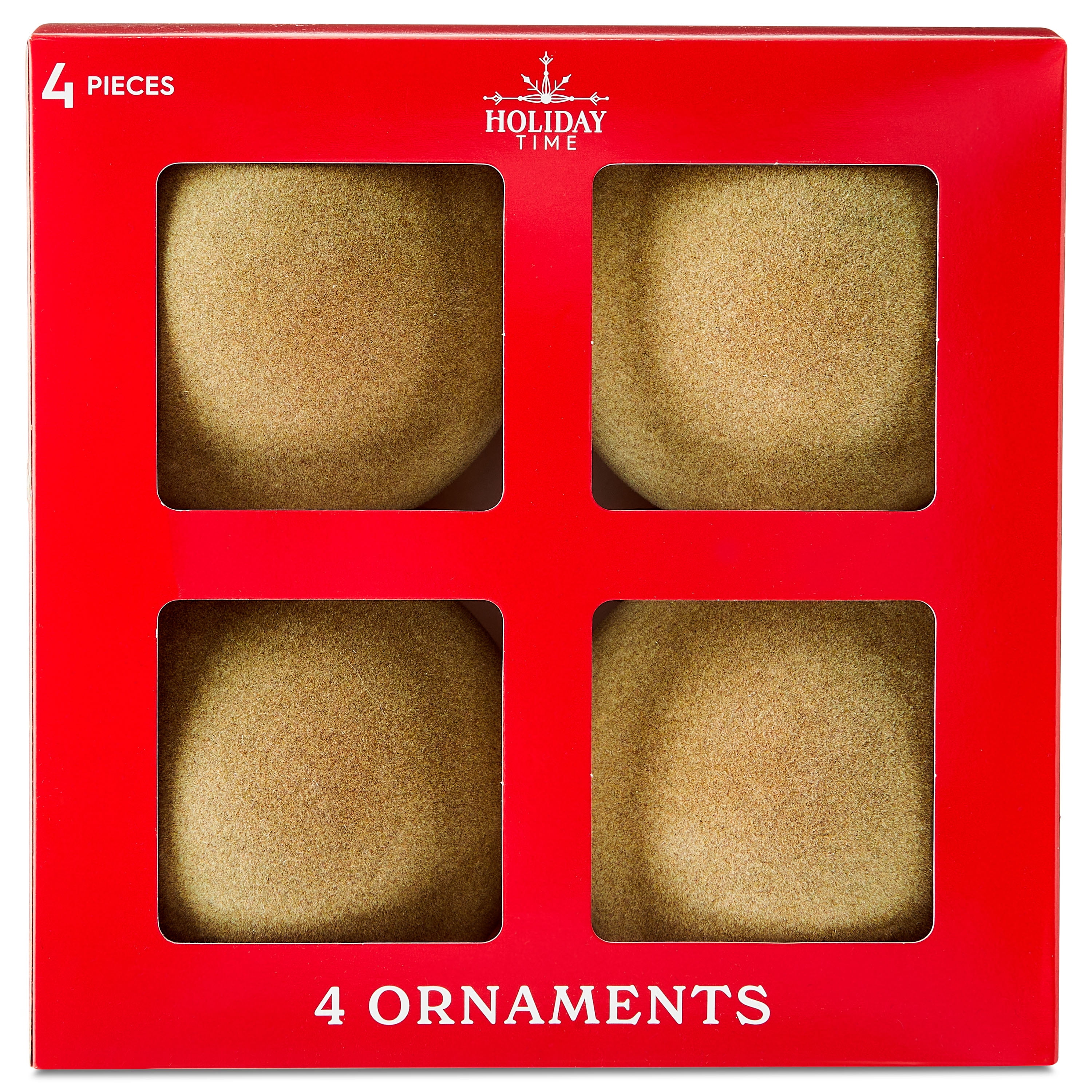 4 Count Beige Velvet-Feel Ball Christmas Ornaments, 4.5", by Holiday ...