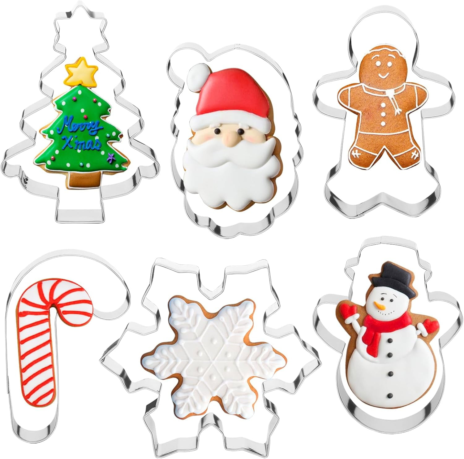 4" Large Christmas Cookie Cutters, 6-pack Cookie Cutters Christmas ...