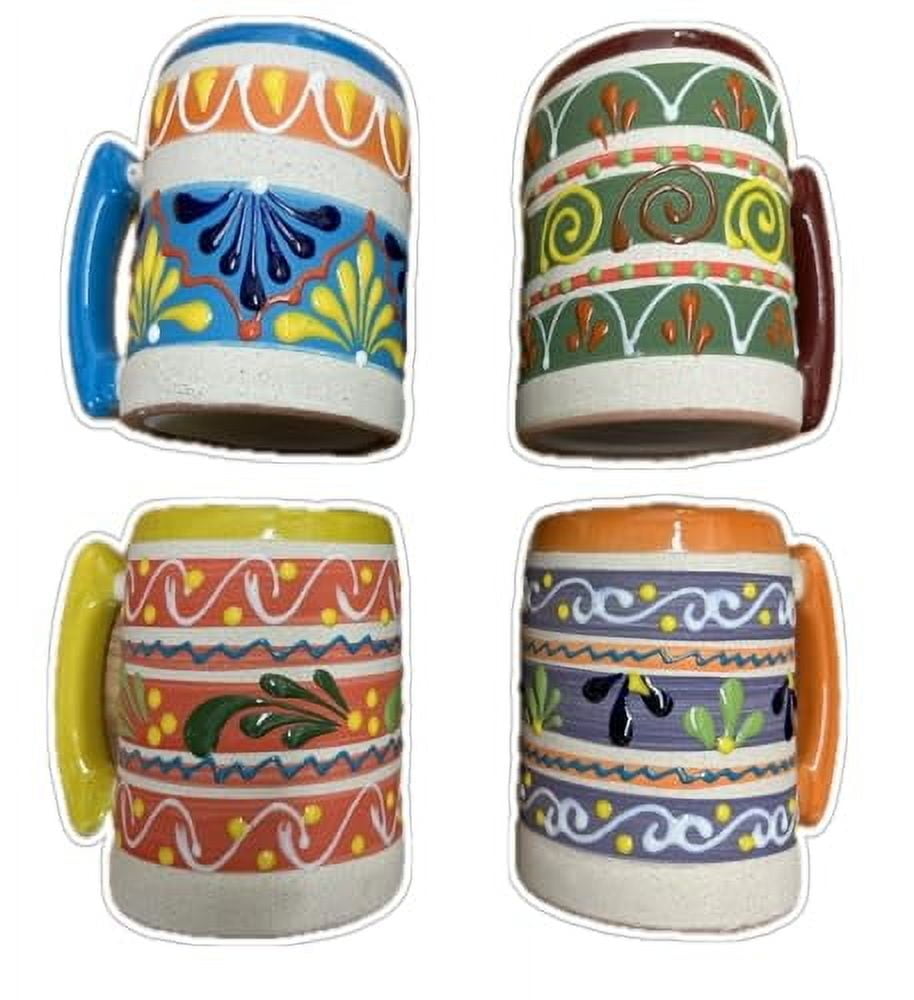 4 Large Mexican Coffee Mugs 1-Litro Jarritos Mexicanos design Tazas de ...