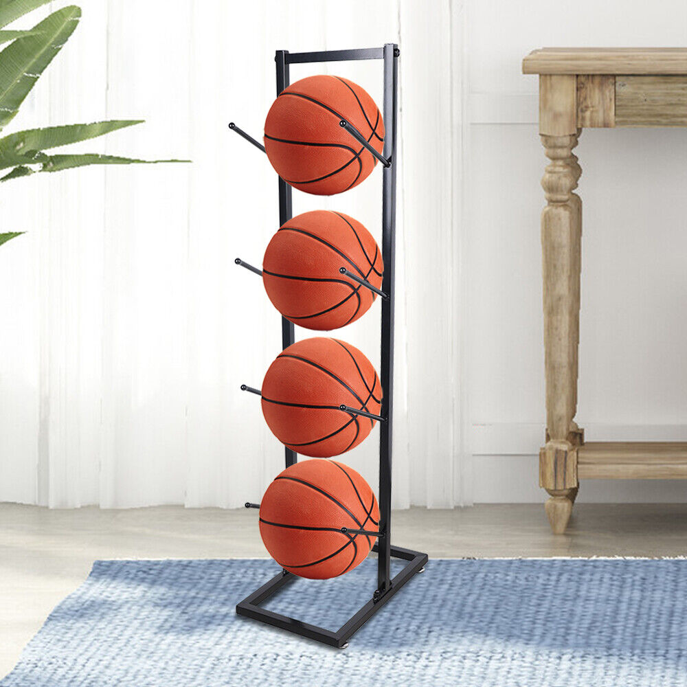4-Layer 4 Basketball Balls Organizer Basketball Iron Indoor Multi ...