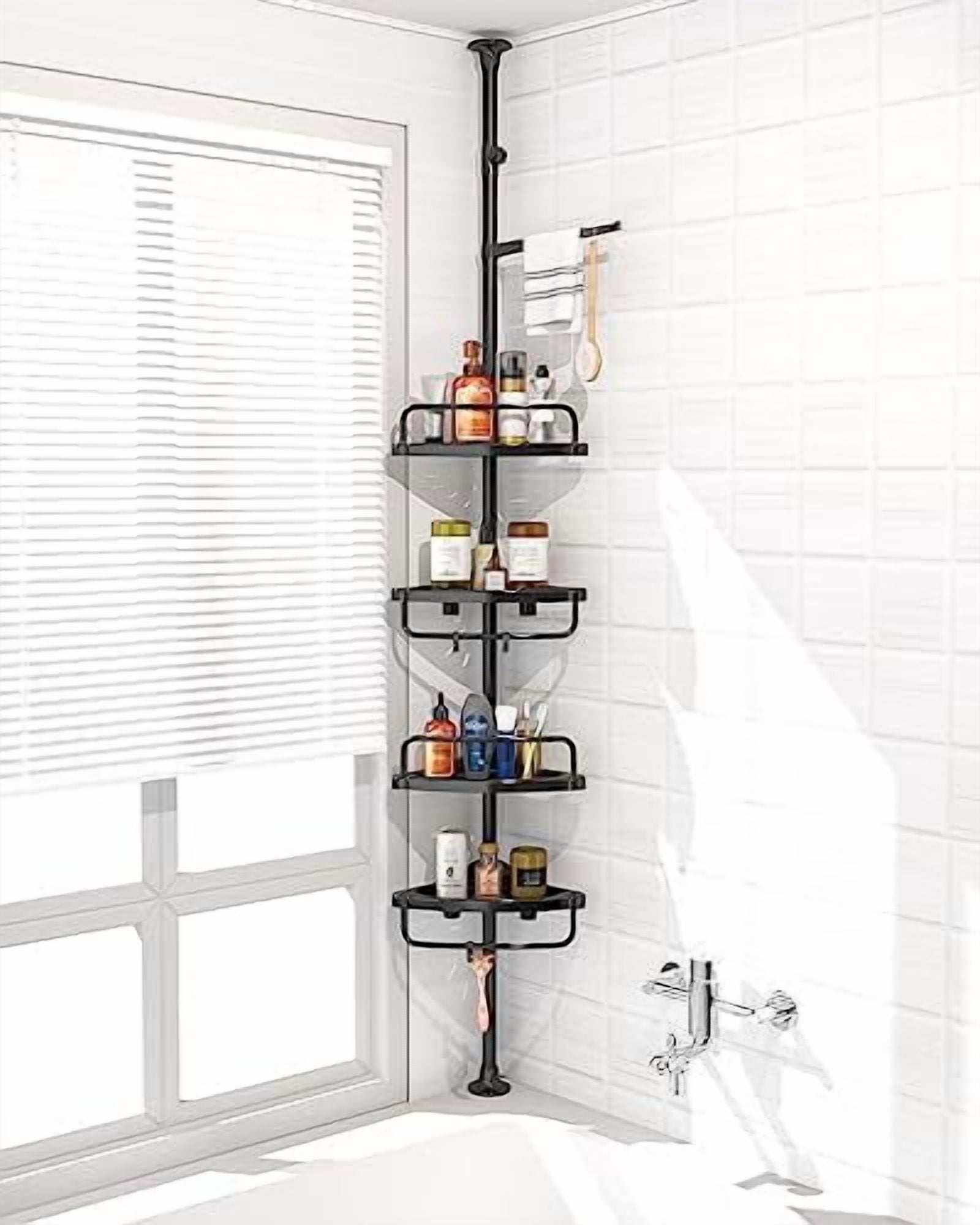 4 Layer Corner Shower Caddy, Adjustable Shower Shelf, Constant Tension ...