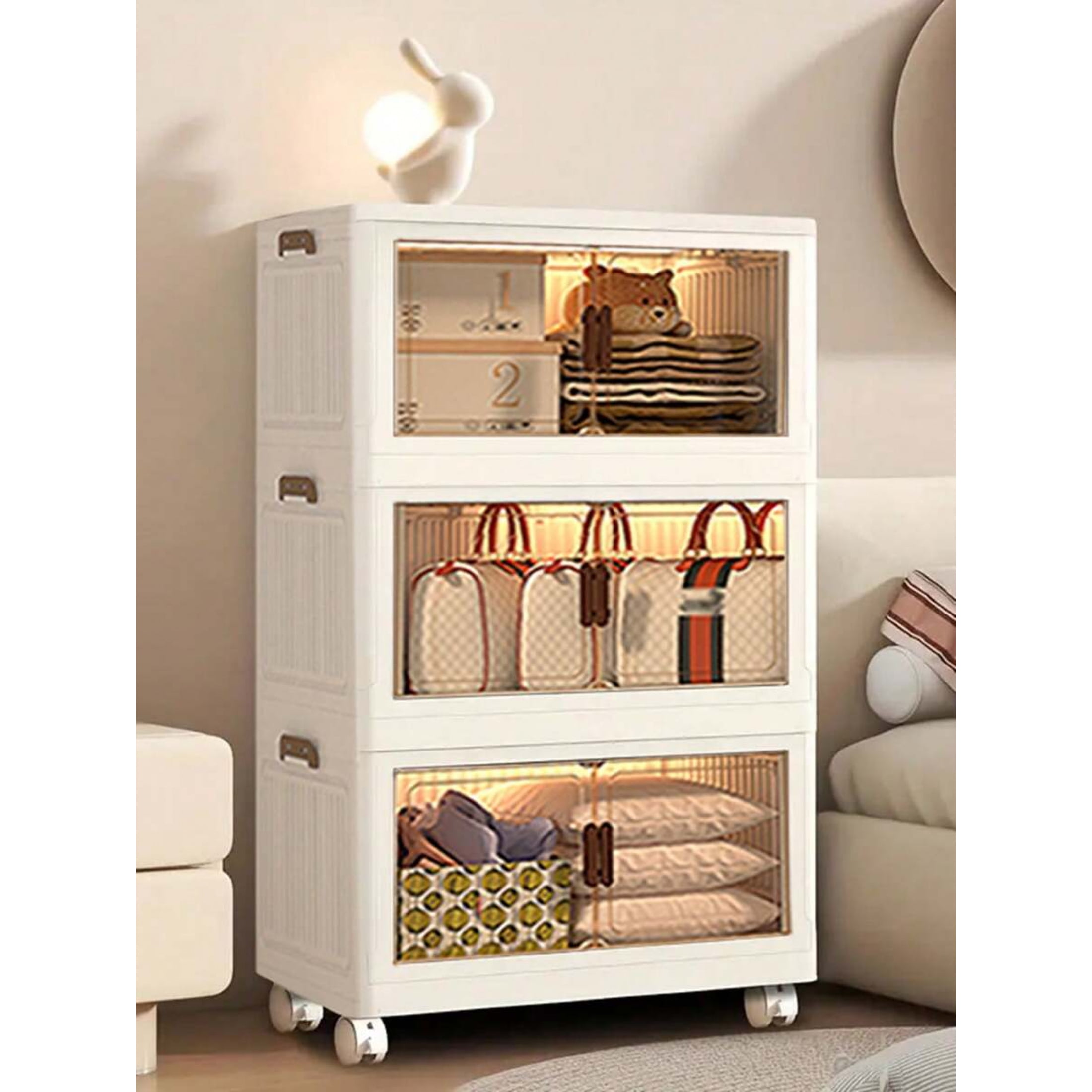 4-Layer Extra Large Foldable Storage Cabinet With Doors, Multi-Tier ...
