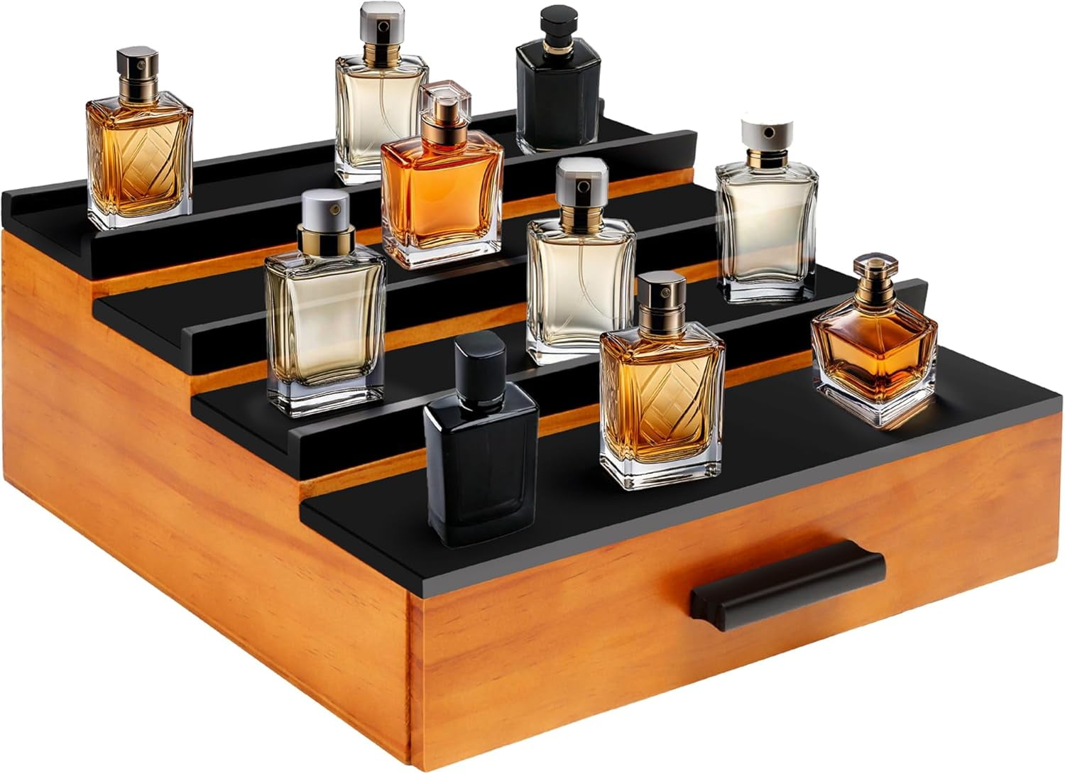 4-Layer Felt surface Cologne Organizer For Men, with Felt Lining Drawer ...