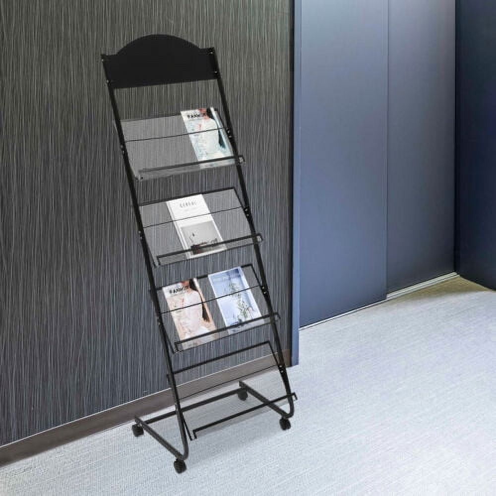 4-Layer Floor-Standing Magazine spaper Rack Metal Literature Holder w ...