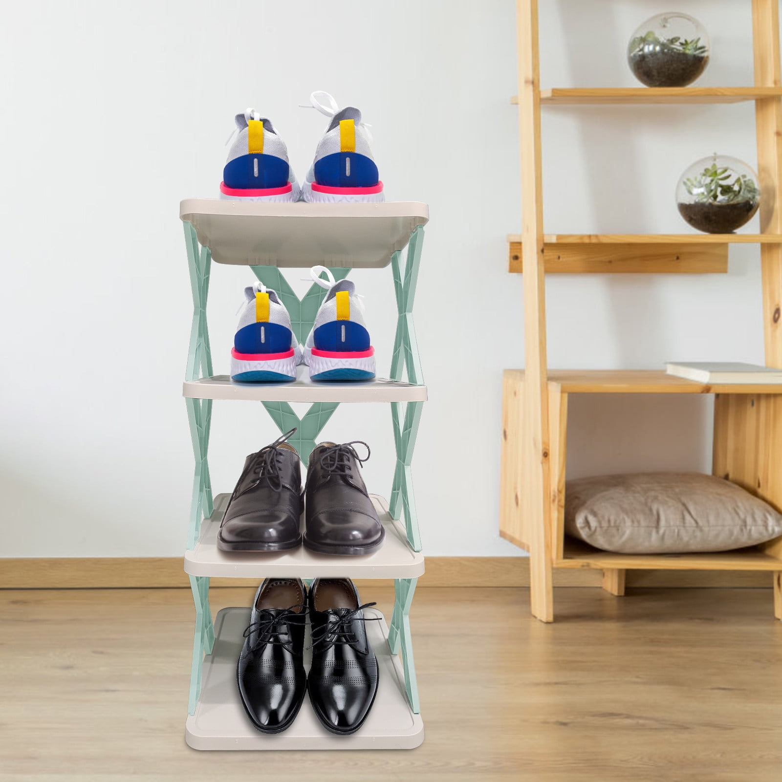 4-Layer Foldable Vertical Shoe Rack Narrow Shoe Organizer For Space ...