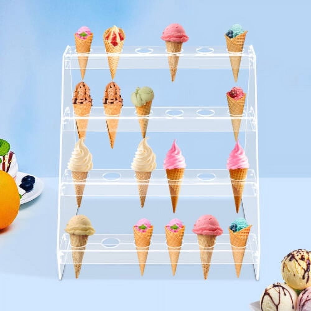 4 Layer Food Cone Display Stand Ice Cream Cone Serving Holder for ...