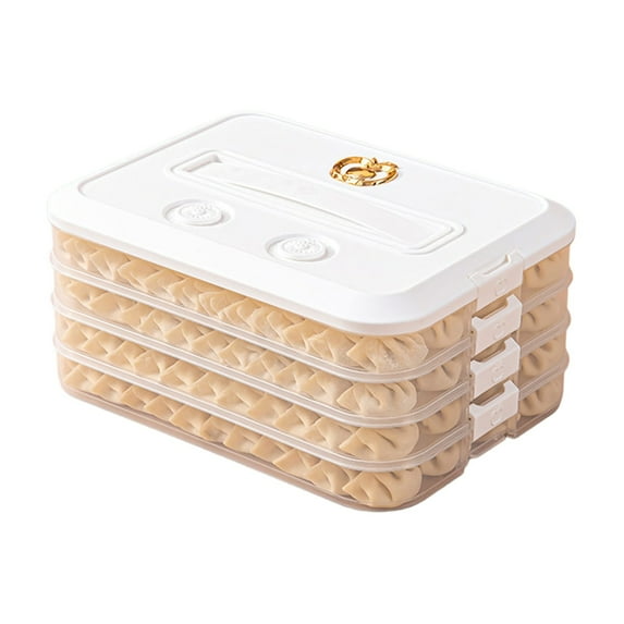 4 Layer Food Storage Container with Lids - Stackable Cookie Dumpling ...