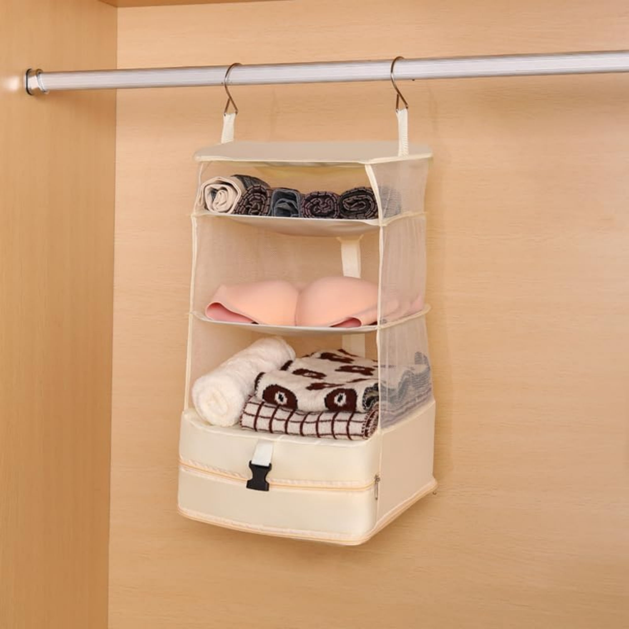 4-Layer Hanging Closet Organizer, Foldable Travel Storage Bag for ...