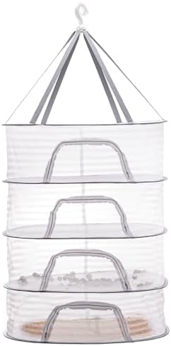 4 Layer Herb Drying Rack with Zipper, Hanging Mesh Net Collapsible Food ...