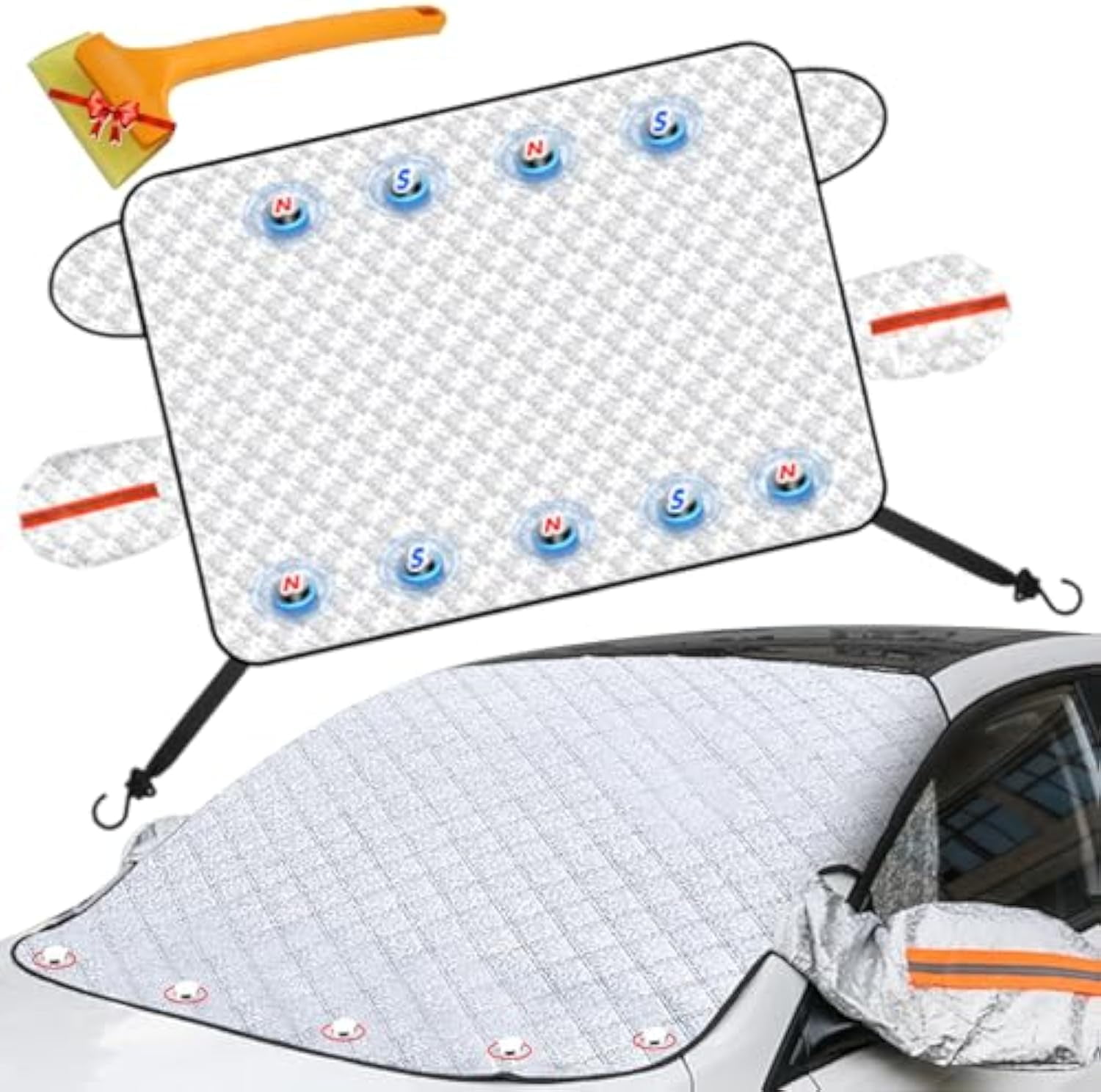 4-Layer Magnetic Windshield Car Cover for Ice and Snow, Winter ...