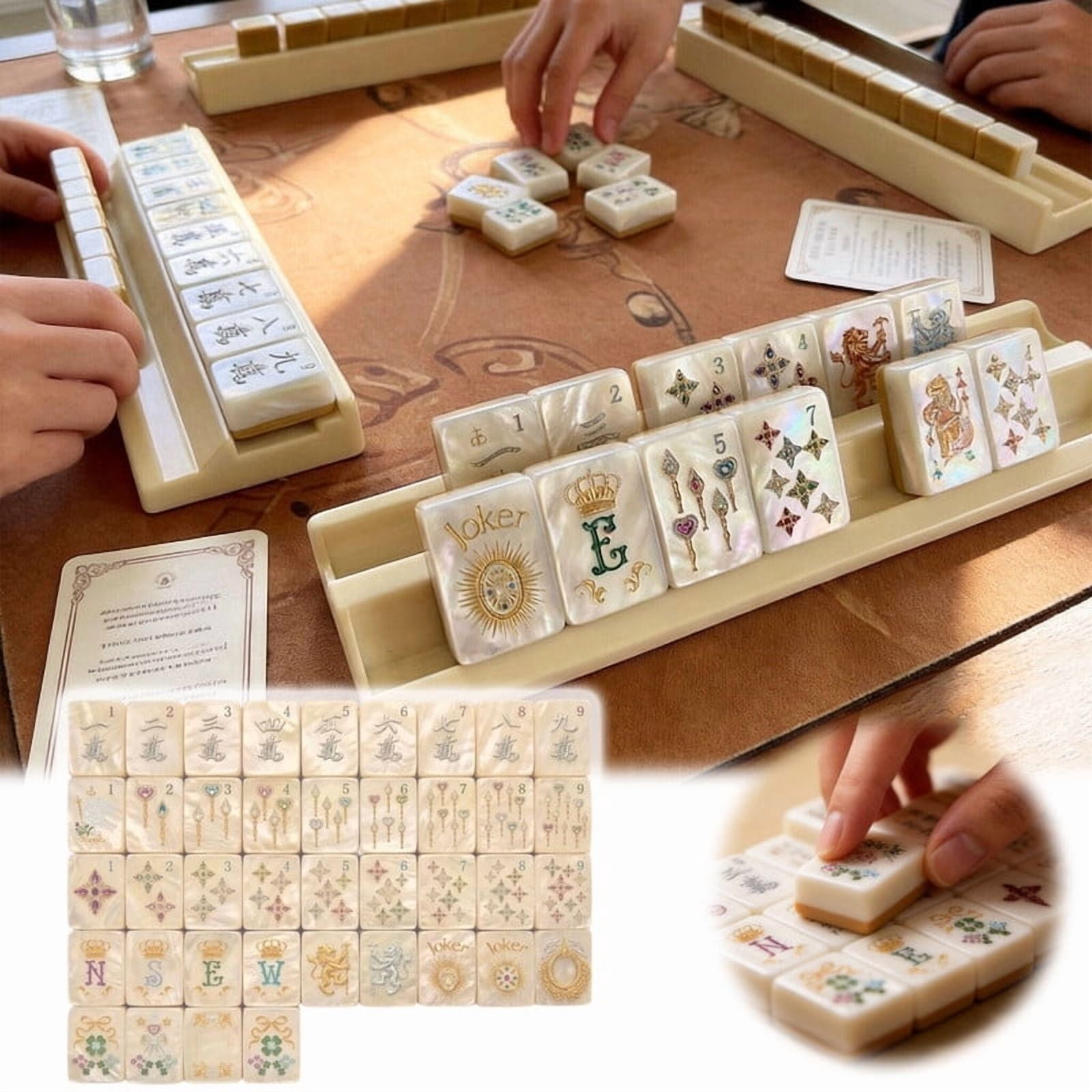 4‑Layer Pearl‑Shell Luster Mahjong Tiles, American Mahjong Tile Set ...