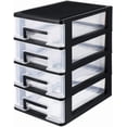 4-Layer Plastic Drawer Storage Cabinet - Black & Transparent Organizer ...