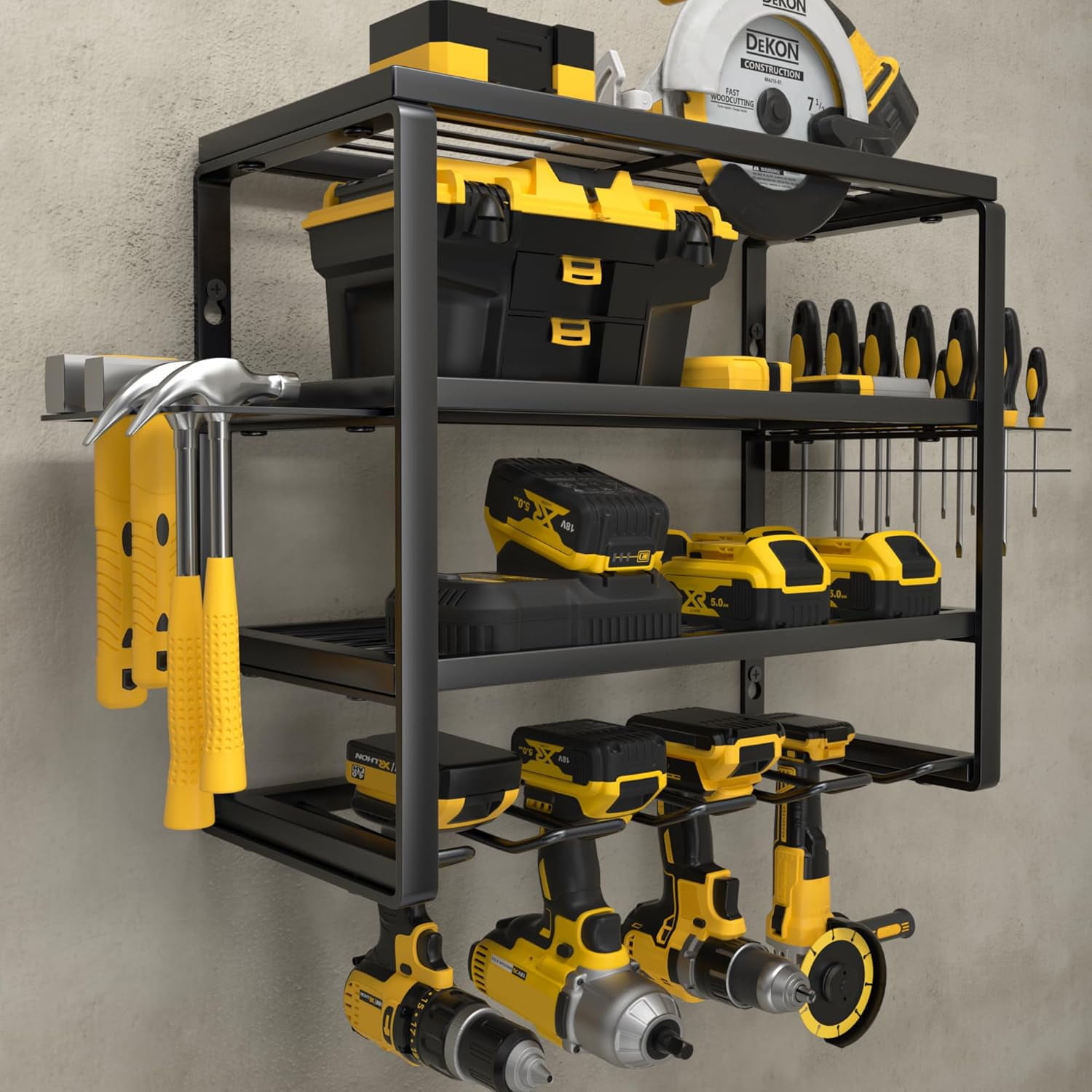 4 Layer Power Tool Organizer Wall Mount, Cordless Drill Hanger Storage ...