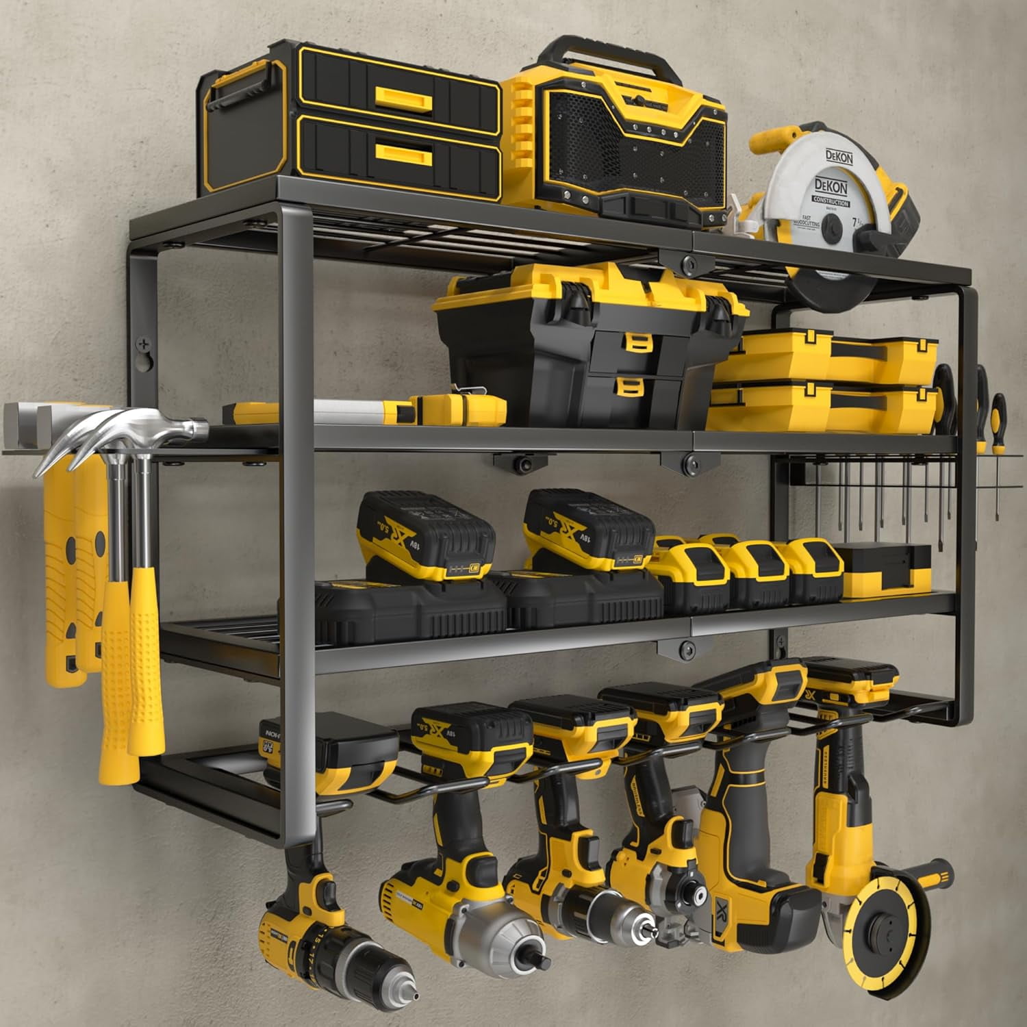 4 Layer Power Tool Organizer Wall Mount, Cordless Drill Hanger Storage ...