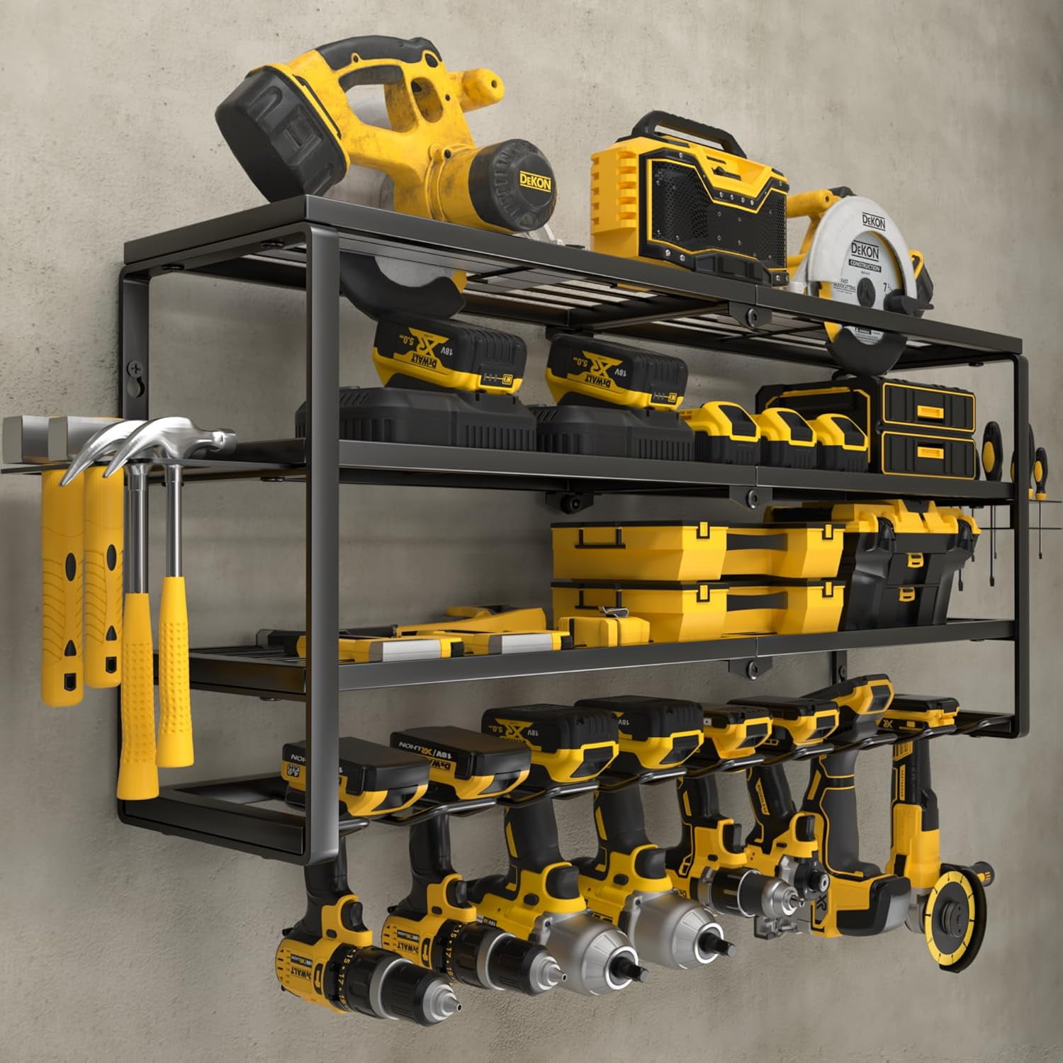 4 Layer Power Tool Organizer Wall Mount, Cordless Drill Hanger Storage ...