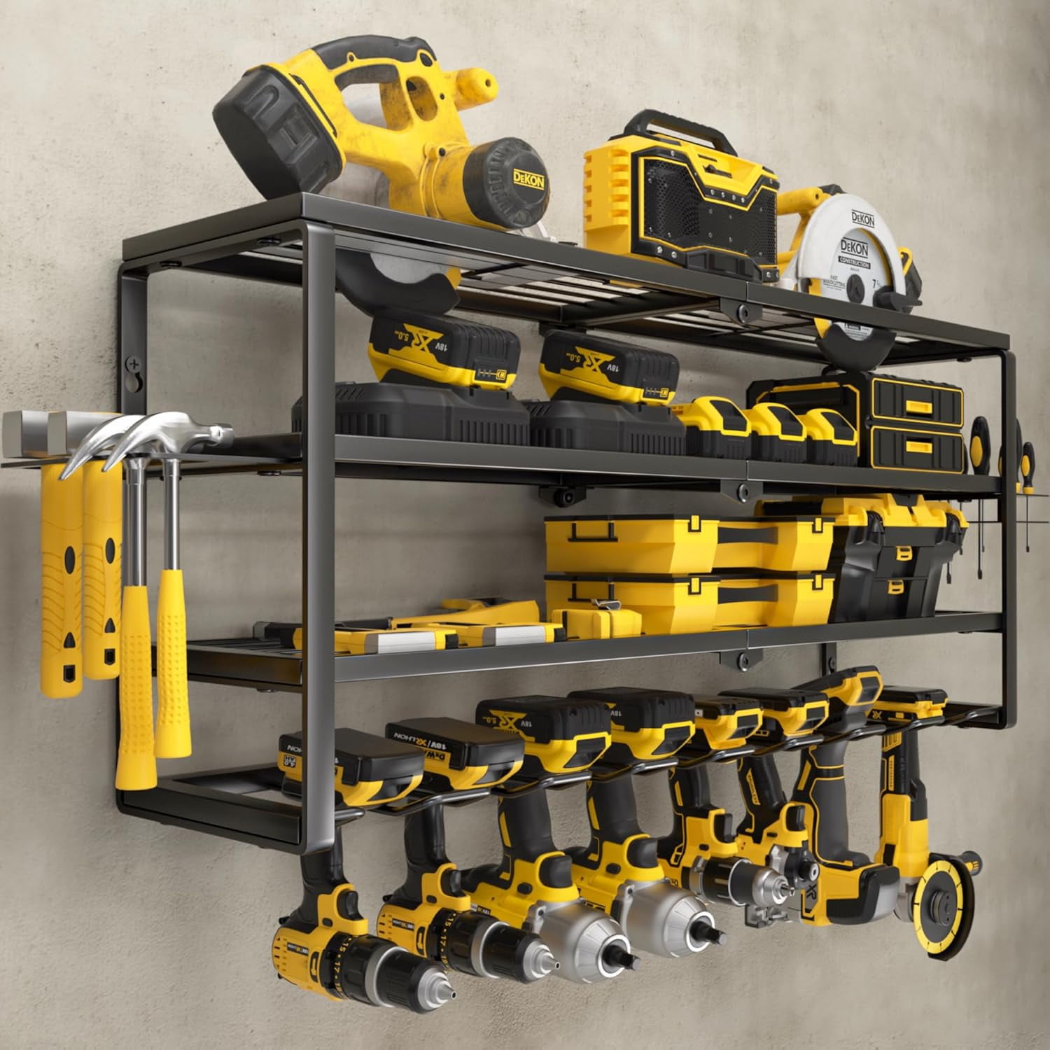 4 Layer Power Tool Organizer Wall Mount, Cordless Drill Hanger Storage ...