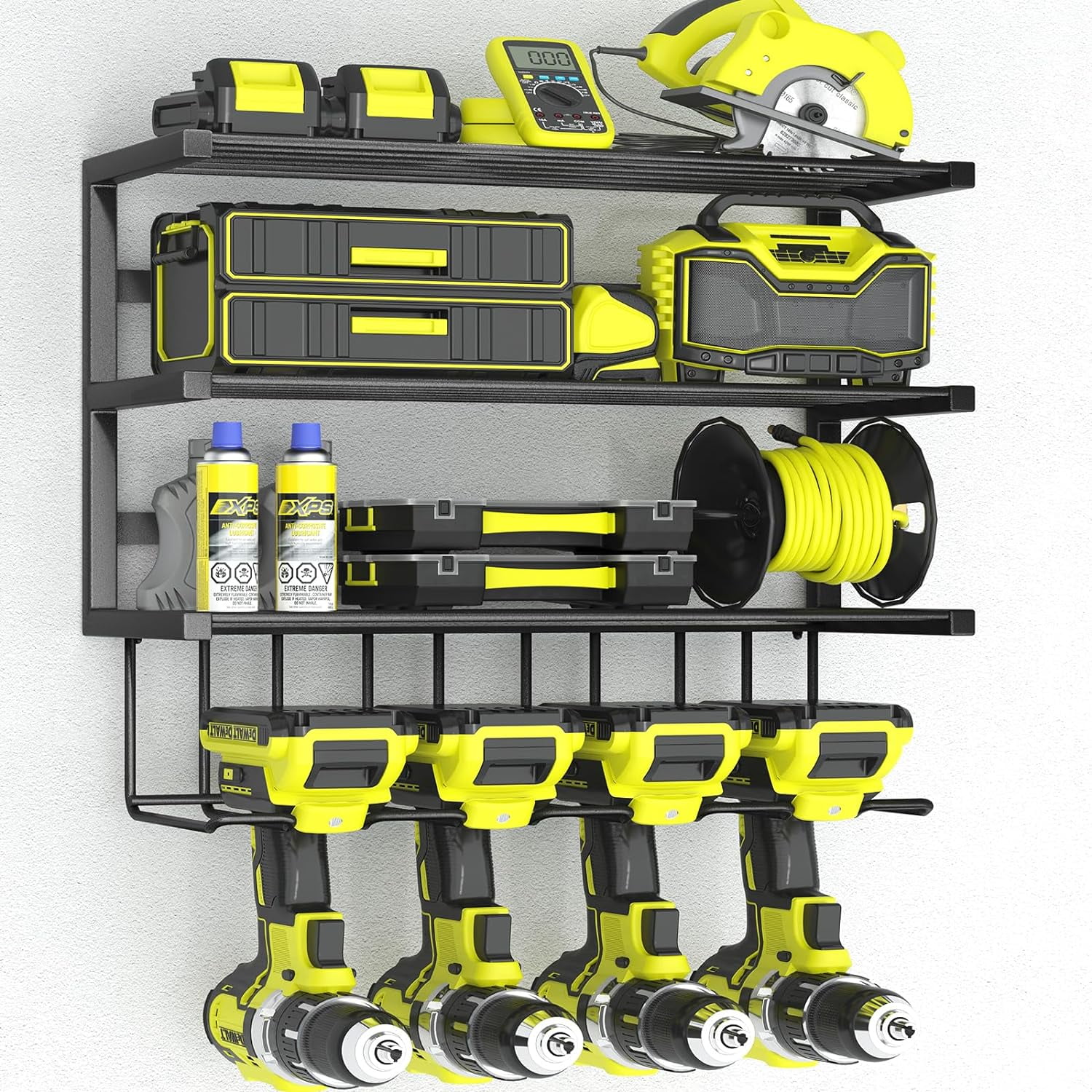 4 Layer Power Tool Organizer Wall Mount, Cordless Drill Hanger Storage ...