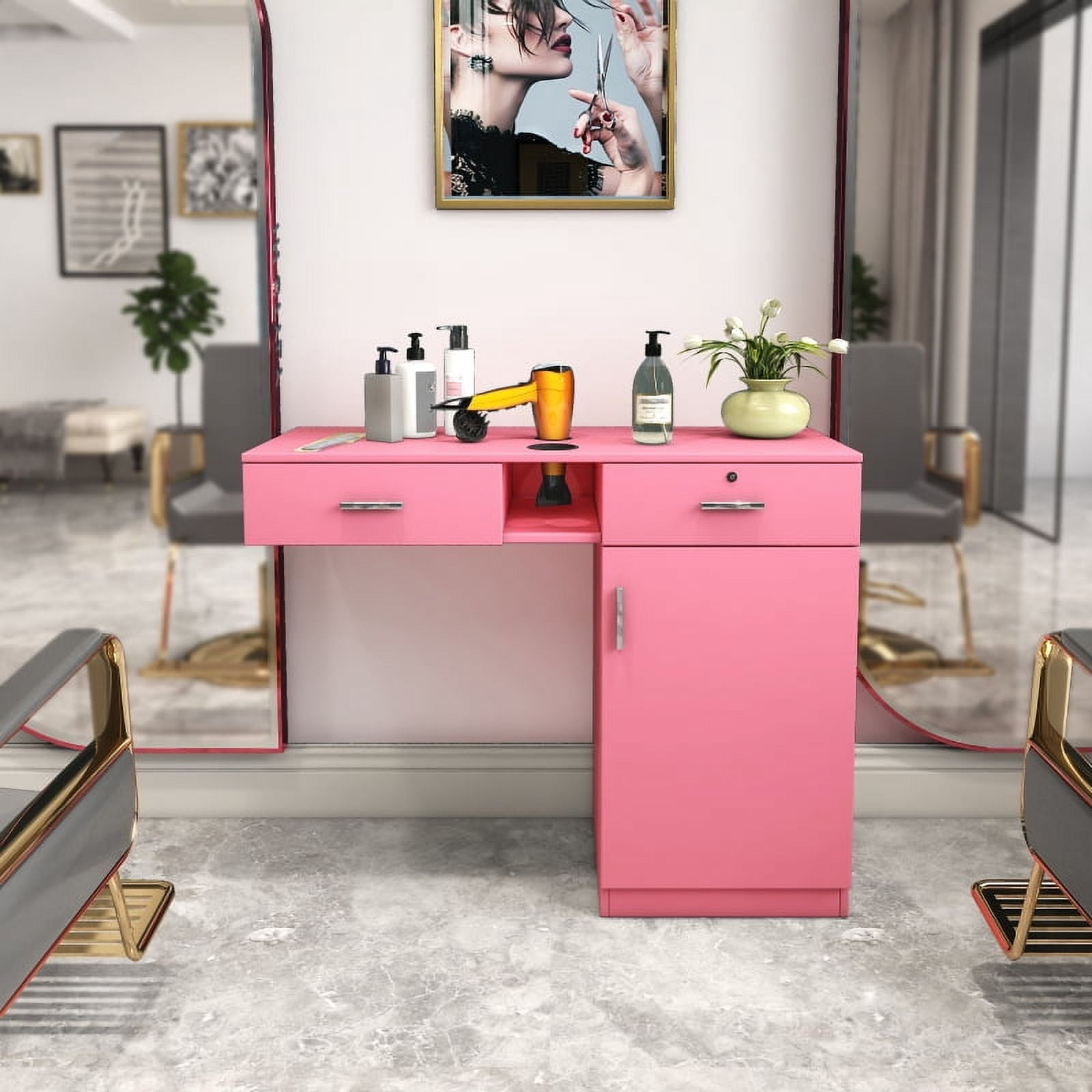 4 -Layer Salon Storage Cabinet,Beauty Barber Salon Styling Station ...